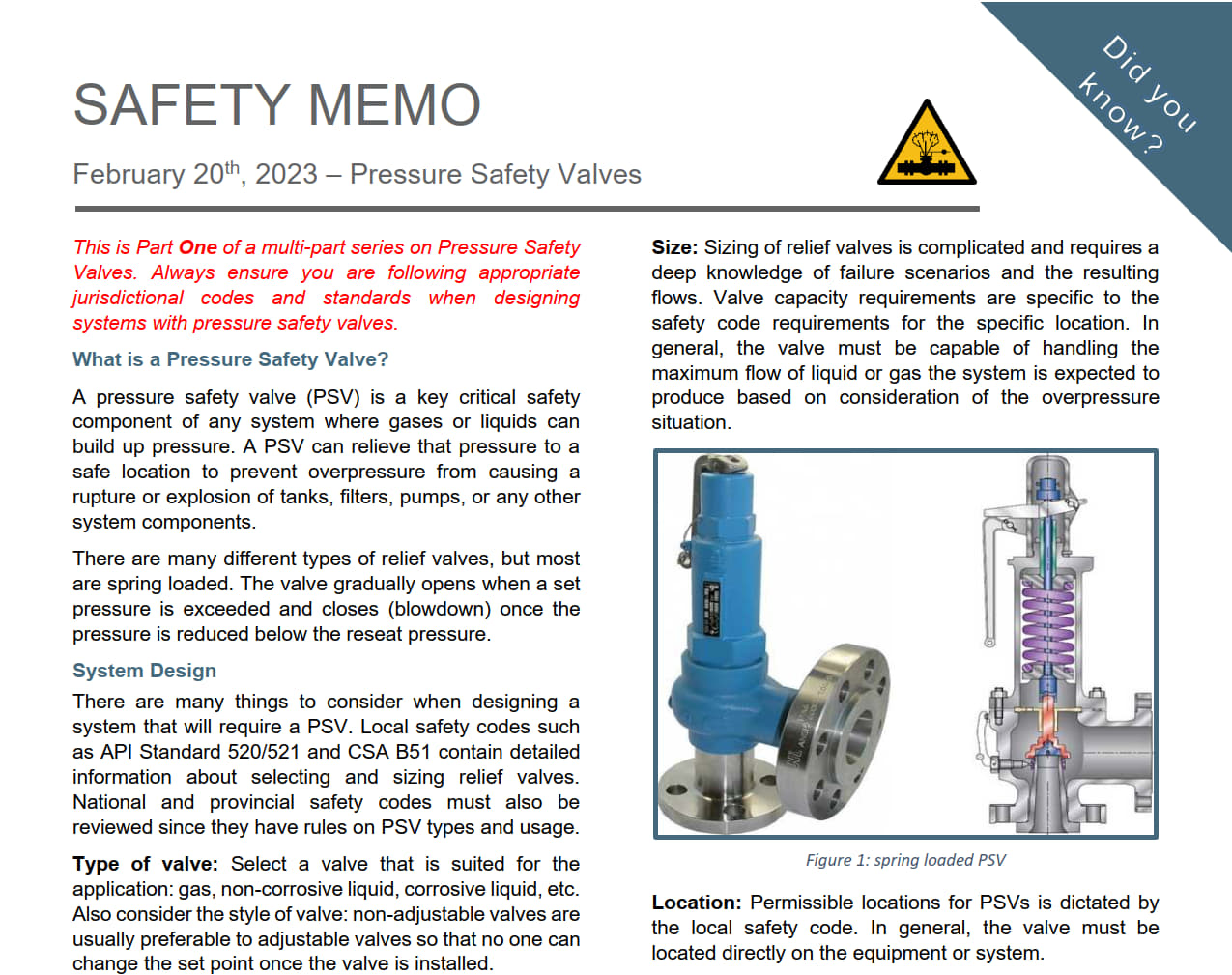 Pressure Safety Valves Part 1 - Laporte Consultants