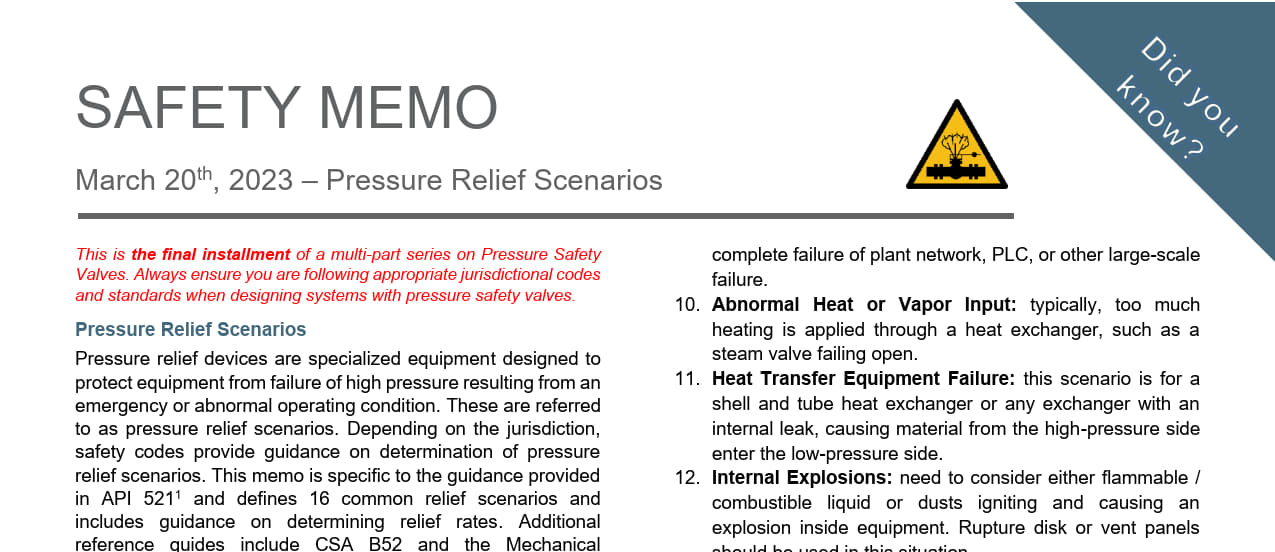 Pressure Relief Scenarios - Laporte Consultants